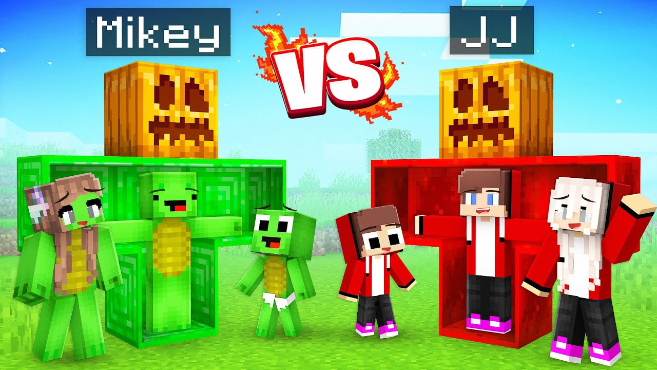 Mikey EMERALD Golem vs JJ REDSTONE Golem on Family Survival Battle in Minecraft - Maizen - YouTube