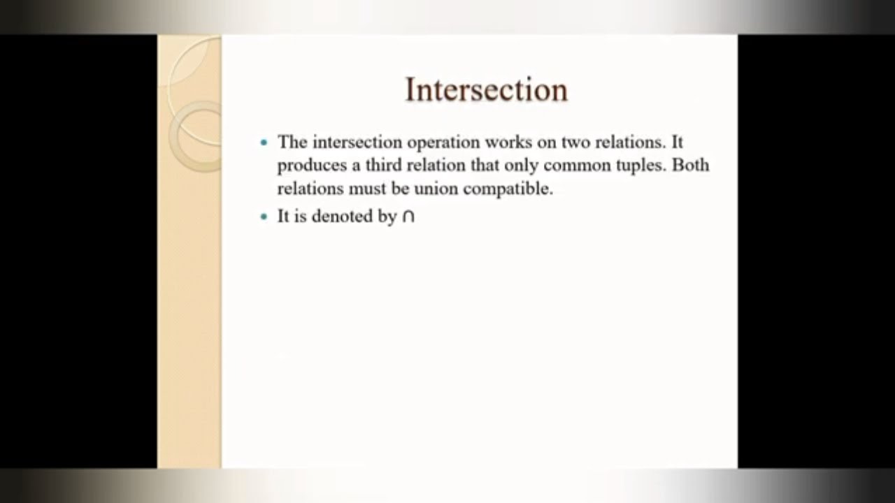 CS403 Intersection in Binary Operations || Relational Algebra ...