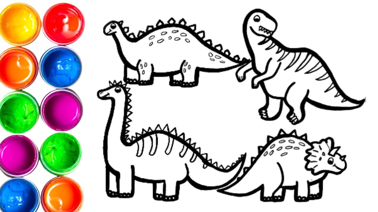 Dinosaurs Drawing, Coloring & Painting for kids and Toddlers | How to ...