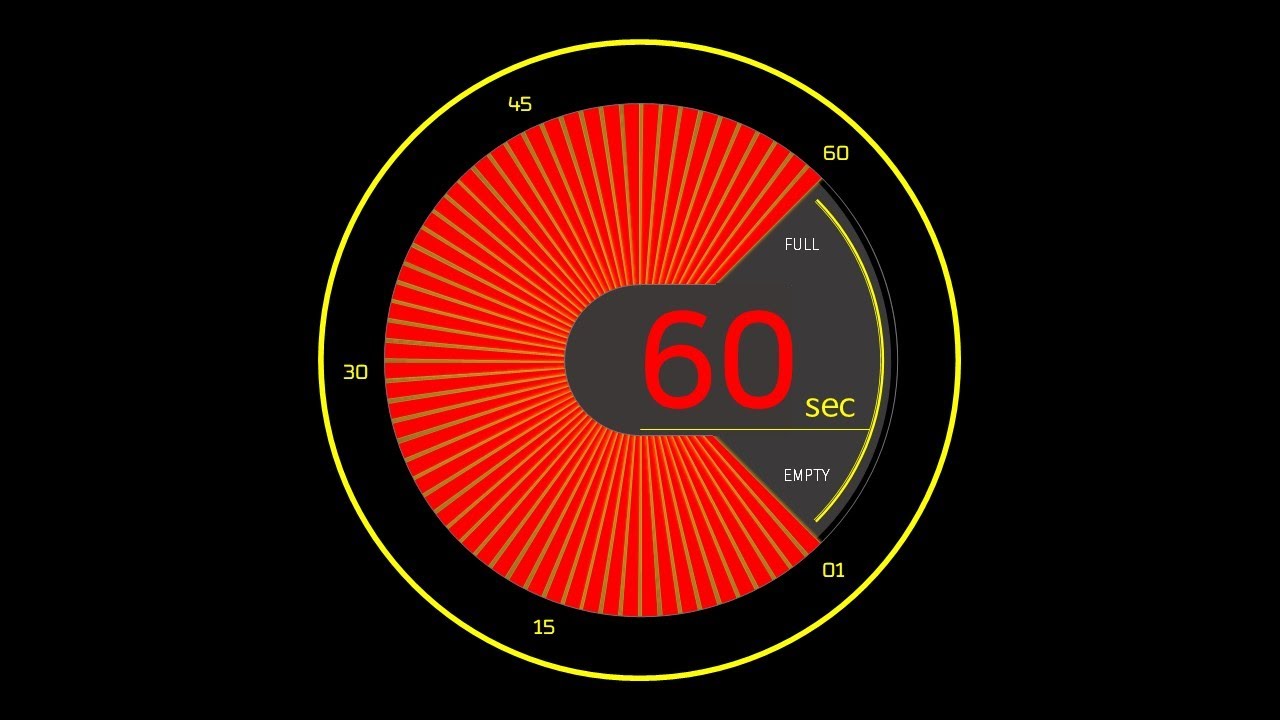 60 Second Timer with Music - Red Circle Countdown - YouTube