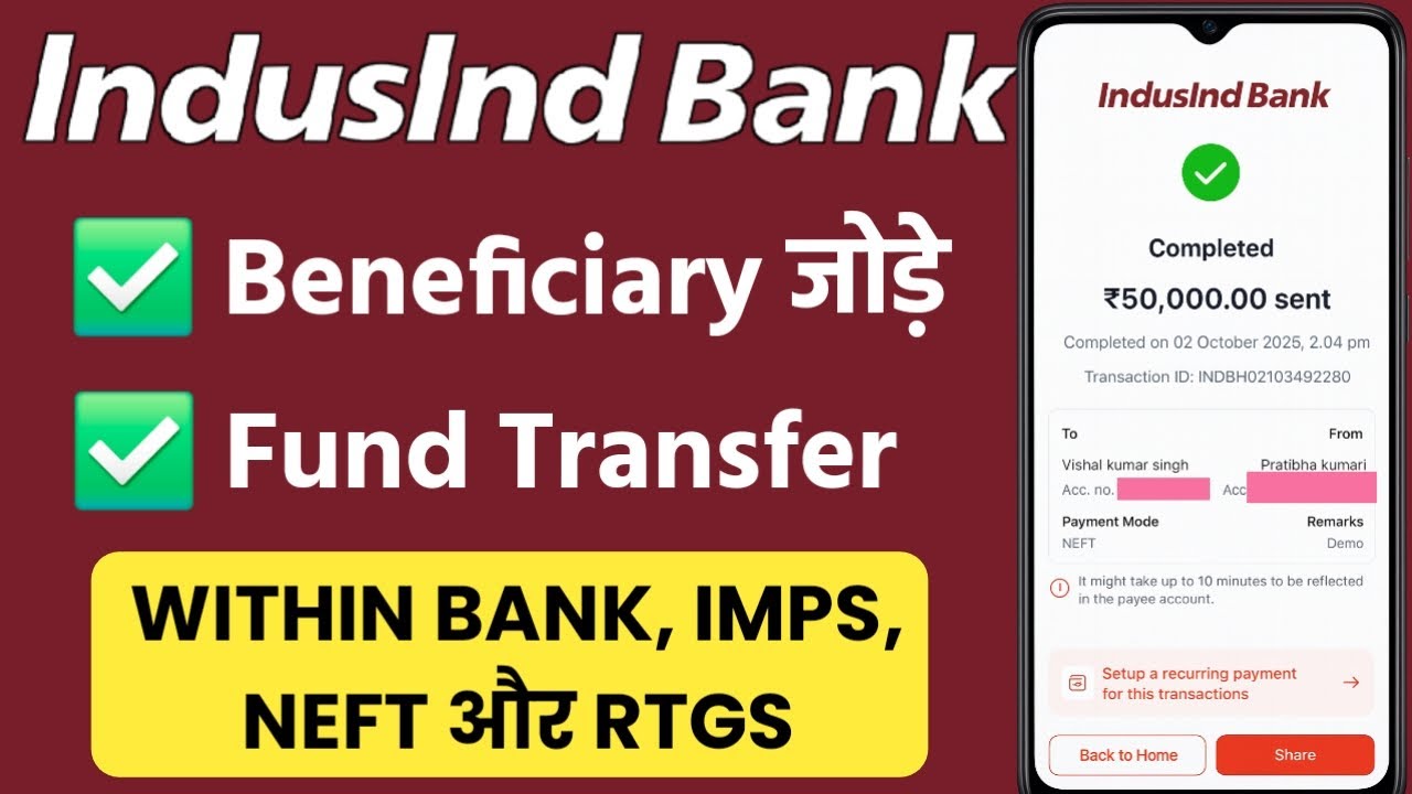 IndusInd Bank Fund Transfer Online Thru Mobile Banking (Indie App ...