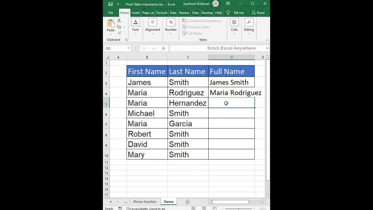Flash Fill Option In Excel Krish Excel Anywhere Youtube