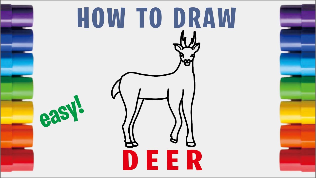 How to draw a deer | draw a deer step by step | Cara menggambar rusa ...
