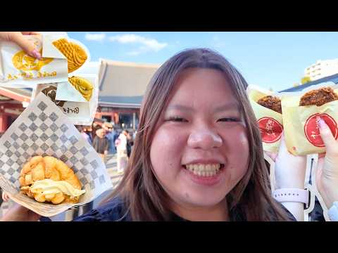 missing our bus & trying trending asakusa food stalls