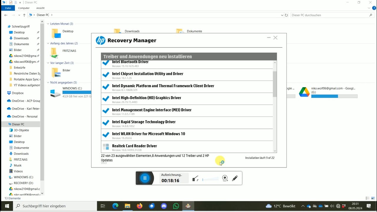HP Laptop Originaltreiber und Tools über HP Recovery Manager ...