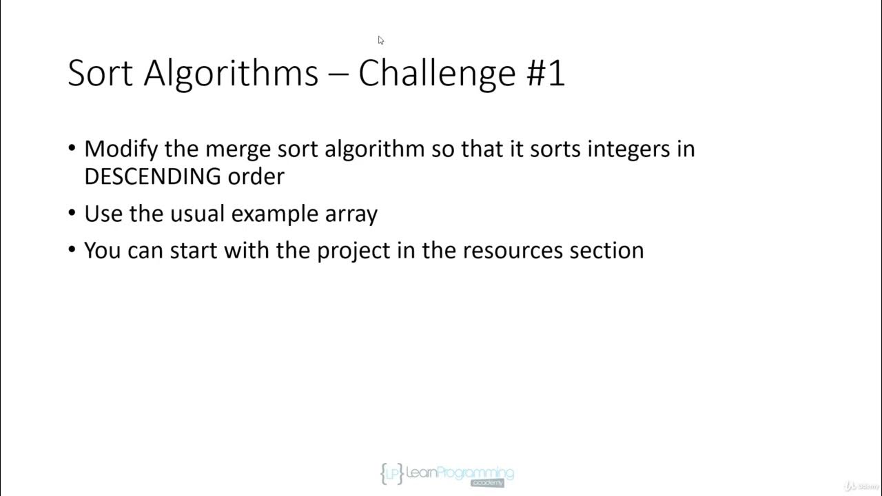 Lesson 36 Sort Algorithms Challenge #1 - YouTube
