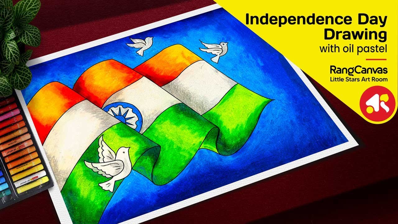 Independence Day drawing with oil pastel | Independence Day drawing ...
