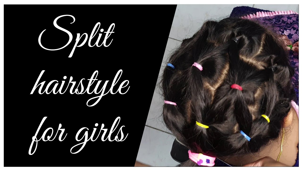 How to do hairstyle for girls in different way/split hairstyle for ...
