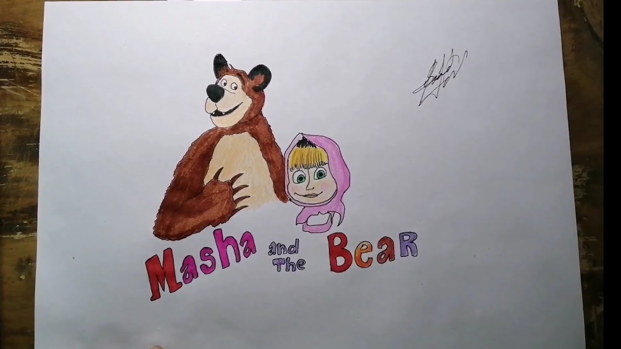 How to draw Masha and the Bear (Маша и медведь) easy SAAD - YouTube