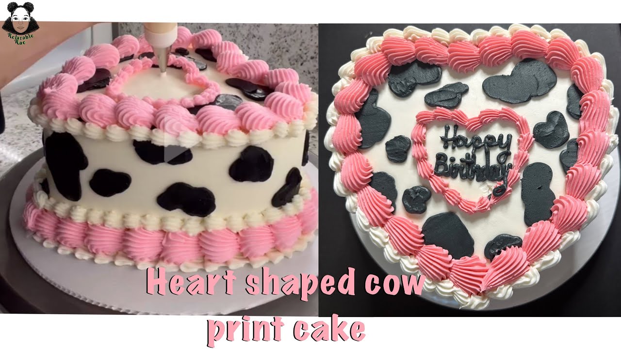 Heart Shaped Cow Print Cake | Rae’s Cakes | Relatable Rae - YouTube