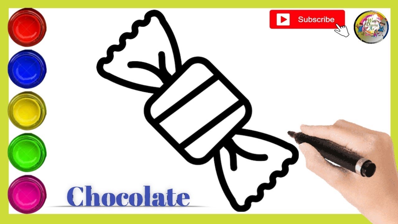 Chocolate 😋🍫 Drawing easy step by step with colour | How to draw a ...