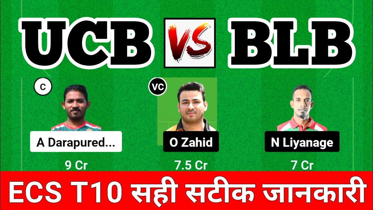 UCB vs BLB dream11 prediction Today Match, UCB vs BLB Scorecard, UCB vs BLB Dream11 Team, UCB vs ...