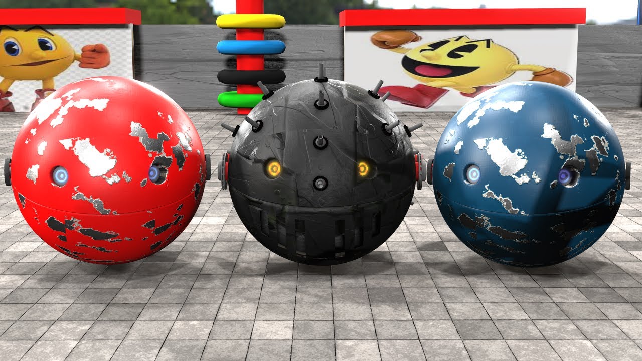 !! Robot Pacman & Chain Chomp VS Spiky Monster Pacman - YouTube