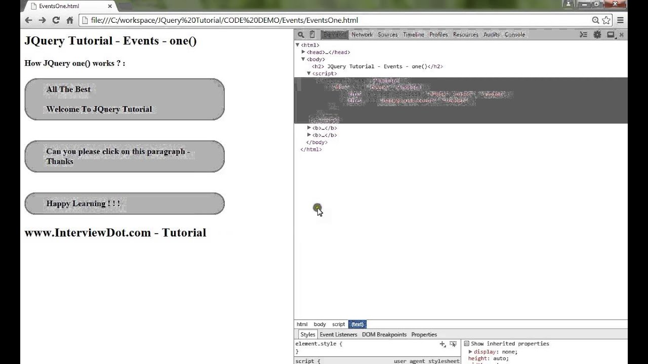 One Method In Jquery Events Demo Youtube