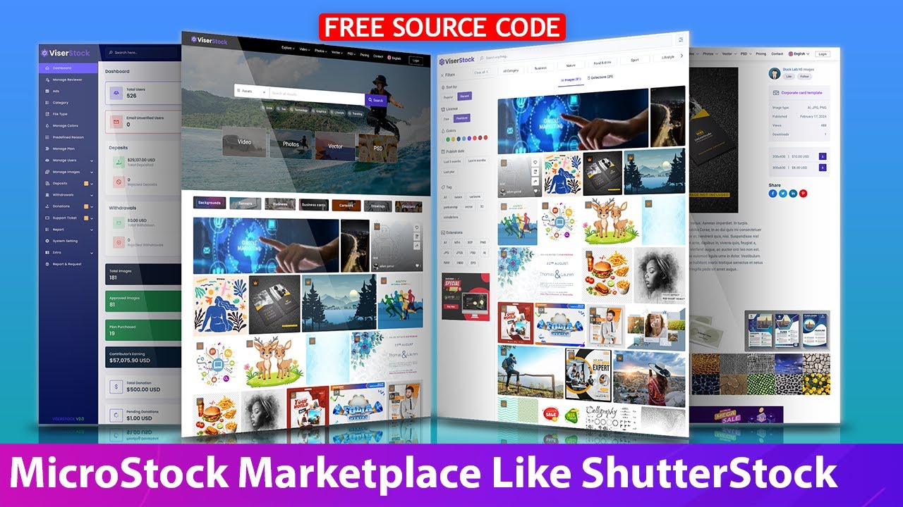 Make MicroStock marketplace website like Shutterstock, freepik, pixabay ...