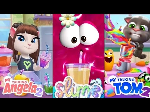 Talking Angela 2 🤍ll Slime Pet 🩷ll Talking Tom 2 🖤 ll Eating Food 🌽🍋🍎🍔🍦 ...
