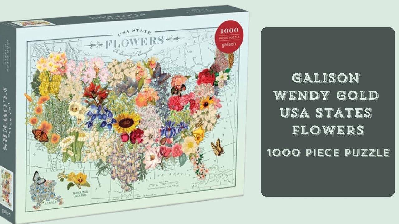 USA State Flowers Puzzle Time Lapse 1000 pieces - YouTube