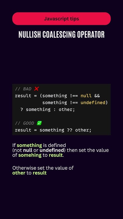 nullish coalescing operator in #javascript - YouTube
