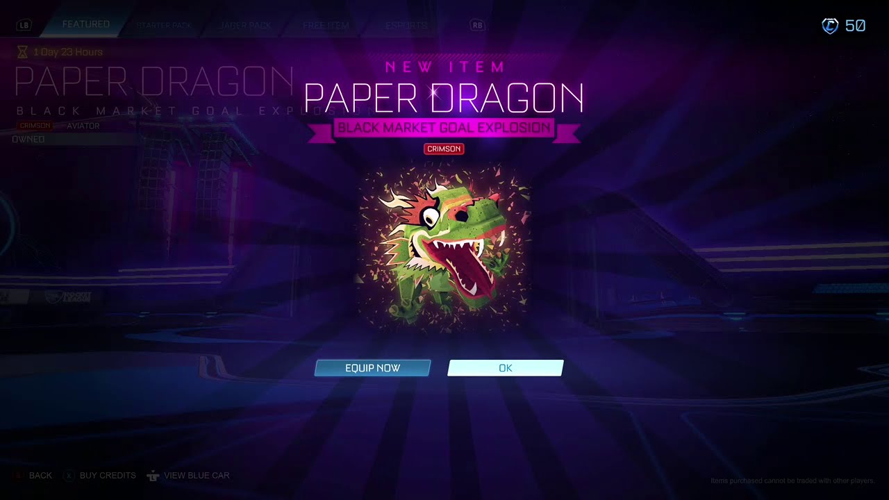 New Crimson Paper Dragon Black Market (Rocket League) - YouTube