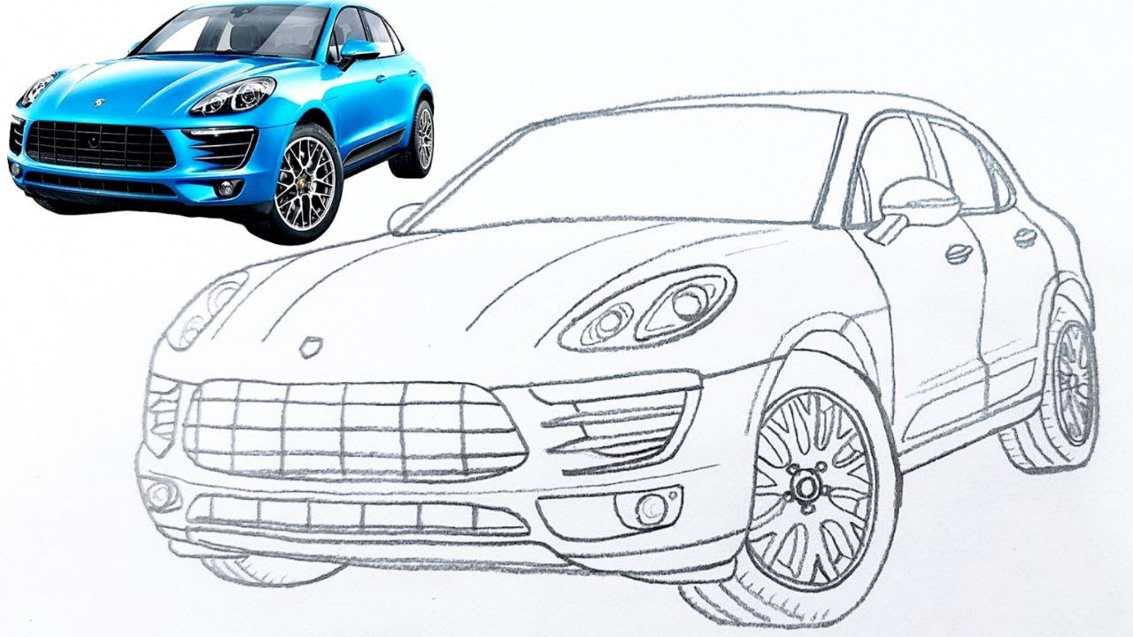 How to Draw a Porsche Macan | Realistic Car Pencil Drawing Step by Step ...