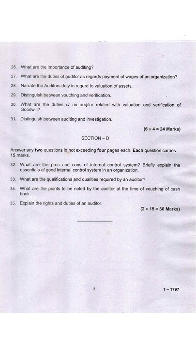 KERALA UNIVERSITY PREVIOUS YEAR QUESTION PAPERS | BCOM AUDITING | SIXTH ...