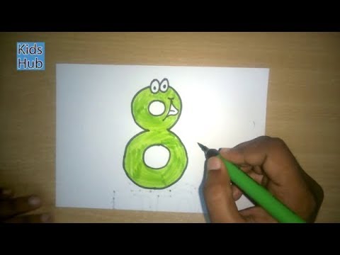 Learn Numbers | How to draw cartoon numbers - 8(Eight) | How to write ...