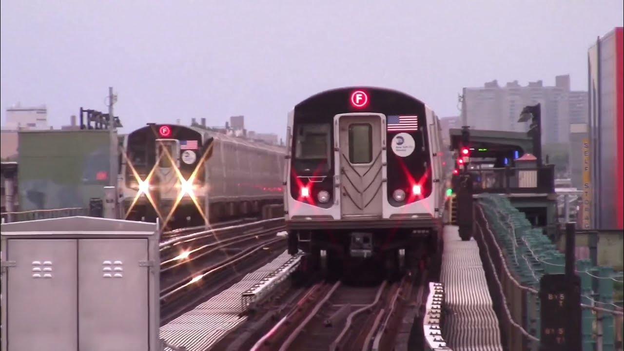 IND Culver line: R160 F train at Ditmas av, 18 av and Avenue I + NIS 5 Car R160 Siemens - YouTube