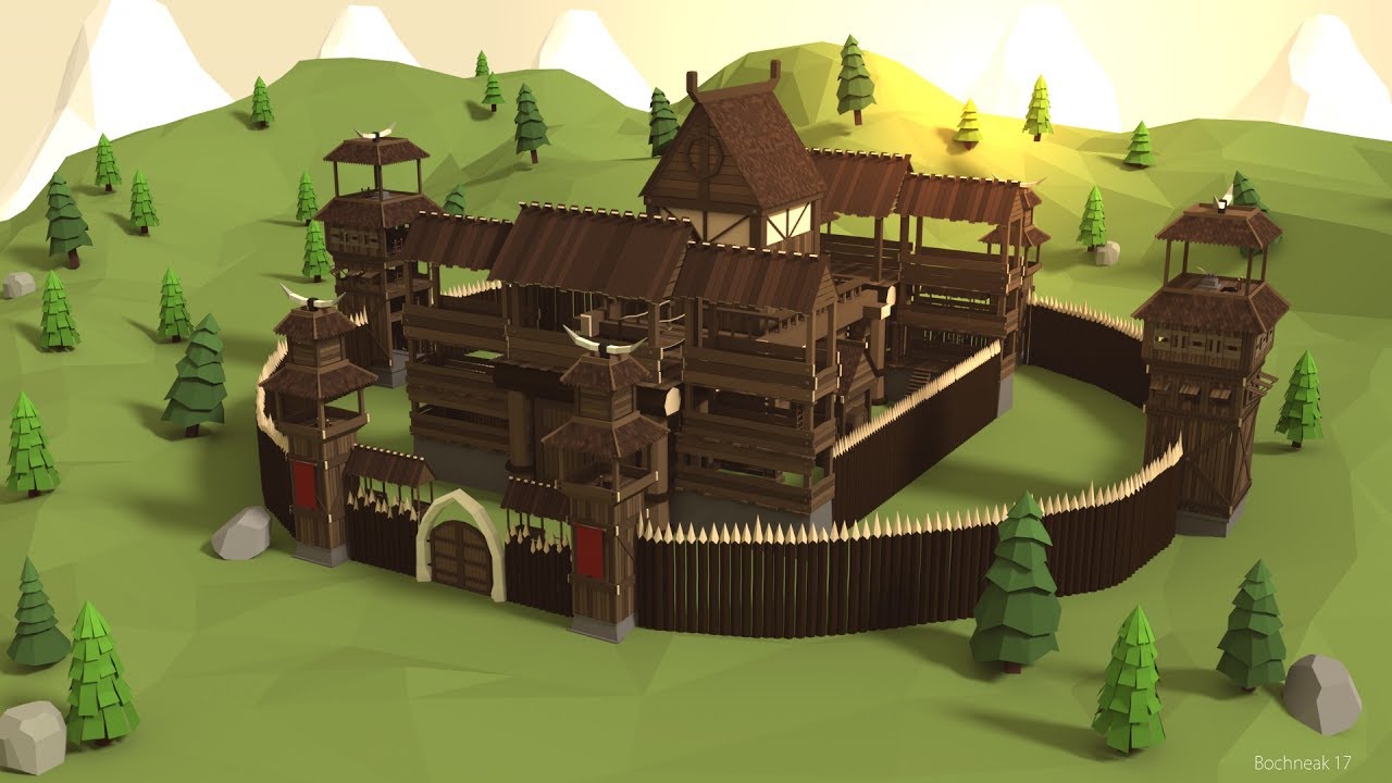Time Lapse: Viking Outpost Part 1[Blender] - YouTube