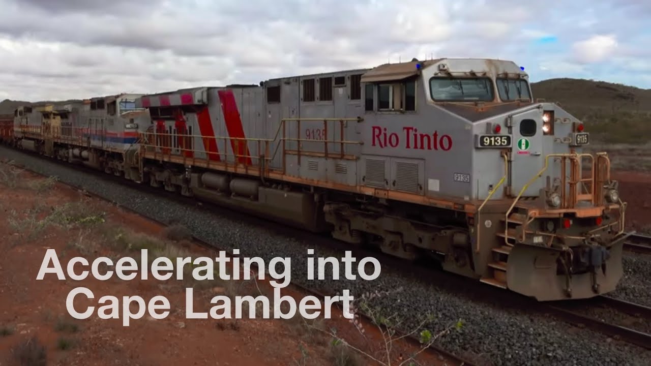Rio Tinto Ore Train Approaches Cape Lambert - YouTube