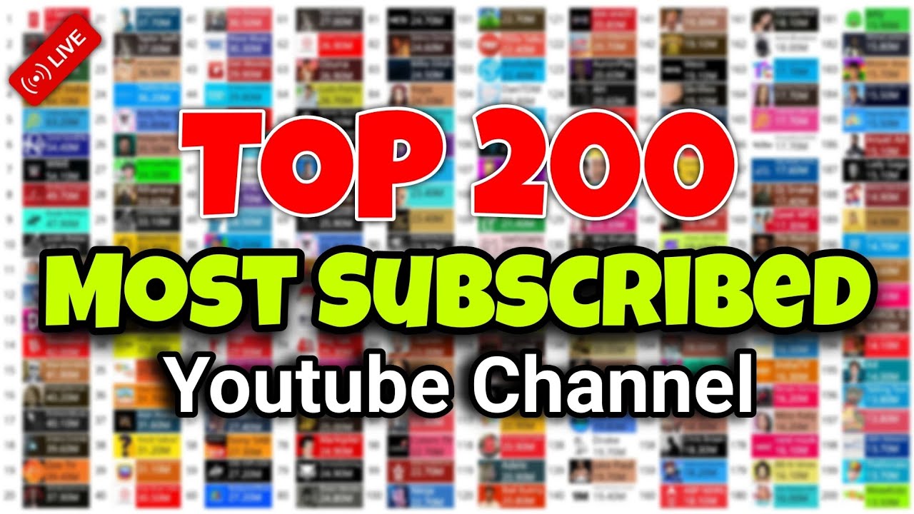 The Most Subscribed YouTube Channels (Top 200) live sub count race ...