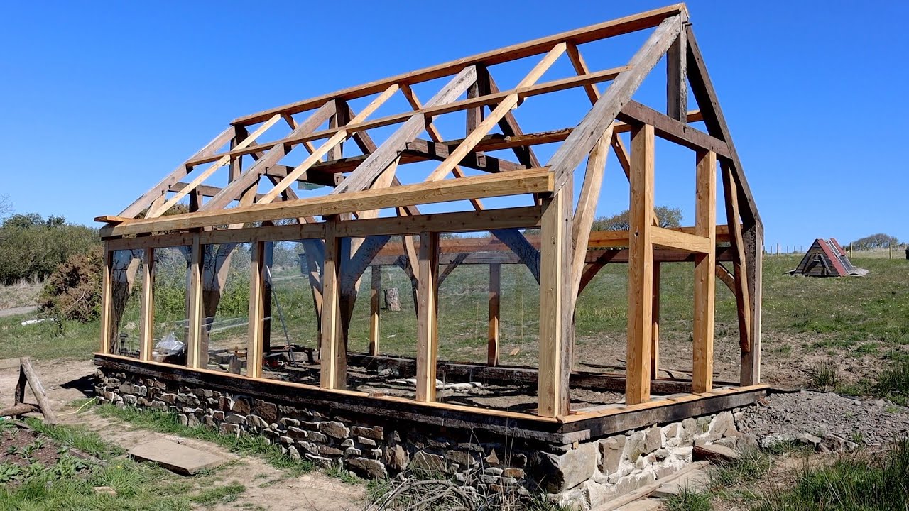 Spring Fed Timber Framed Greenhouse Part 10 Glazing The Sides - YouTube
