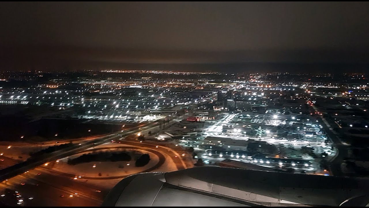Landing at Toronto Pearson airport & take off by night with Air Canada ...