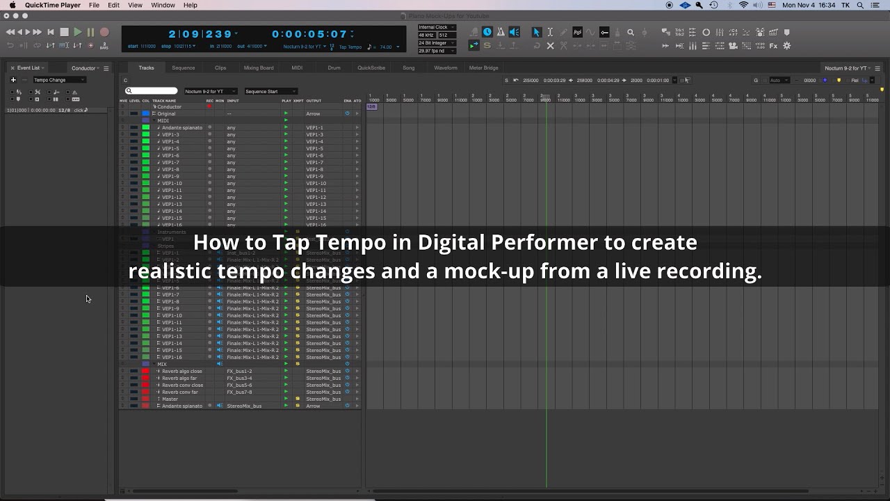 Tap Tempo - creating realistic tempo changes in Digital Performer - YouTube