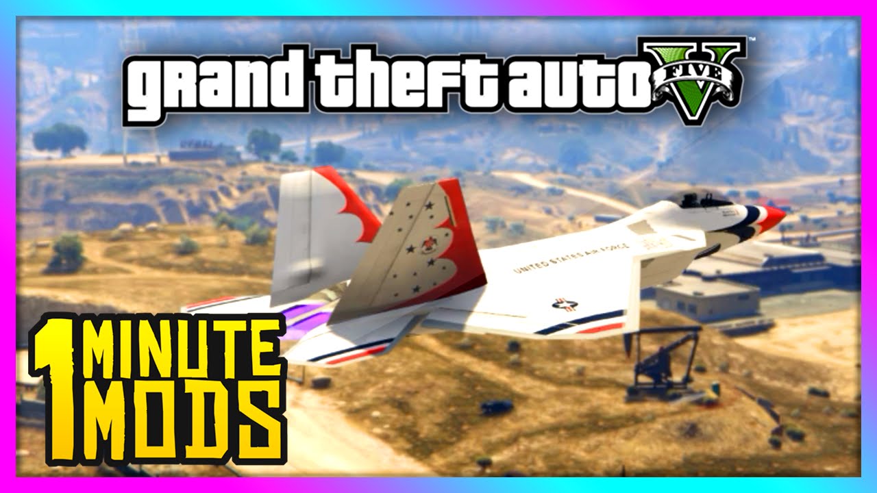 GTA 5 - 1 Minute Mods | F22 Raptor Fighter Jet & Bomber! (GTA V - #14 ...