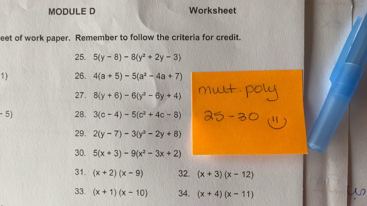Multiplying Polynomials Assignment - YouTube