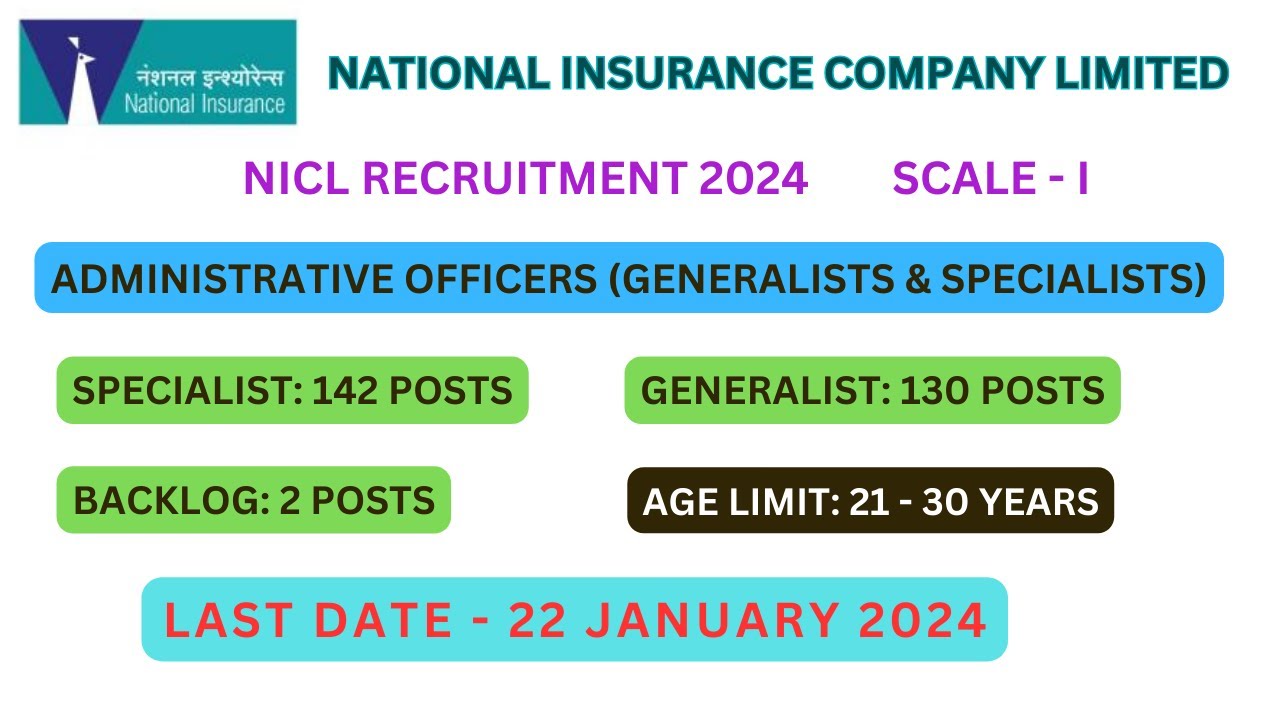 NICL AO RECRUITMENT 2024 | NATIONAL INSURANCE COMPANY LTD | NICL ...