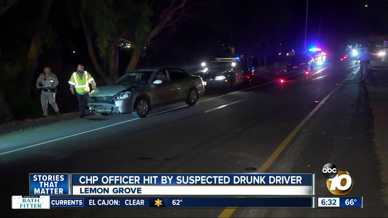 CHP officer struck by suspected DUI driver - YouTube
