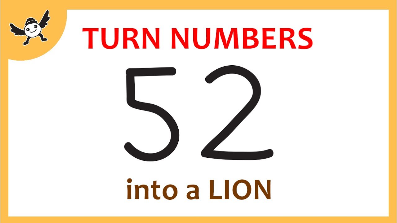 How To Turn Number 52 into Cartoon LION – Fun Doodle Art on Paper - YouTube