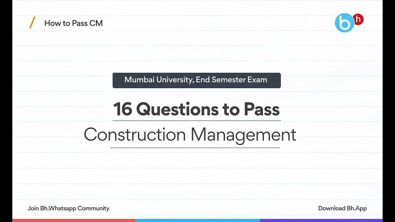 How to Pass/Score in Construction Management (CM) Sem-8 Civil | Mumbai ...