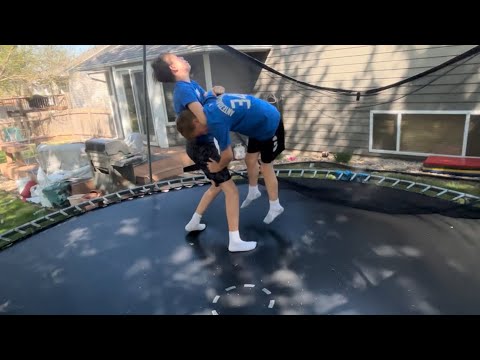 INSANE Trampoline Wrestling Match Between MAIN EVENT JEY USO and SETH ...
