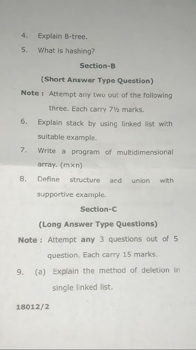 Previous year question paper BCA sem 3 Data structure using C and C++ - YouTube