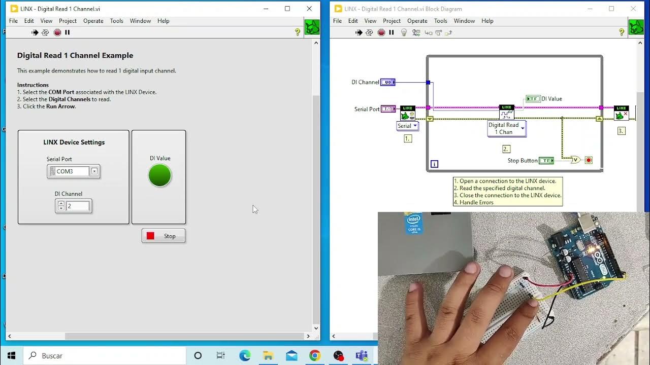 Lectura de pushButton con LabView y arduino. - YouTube