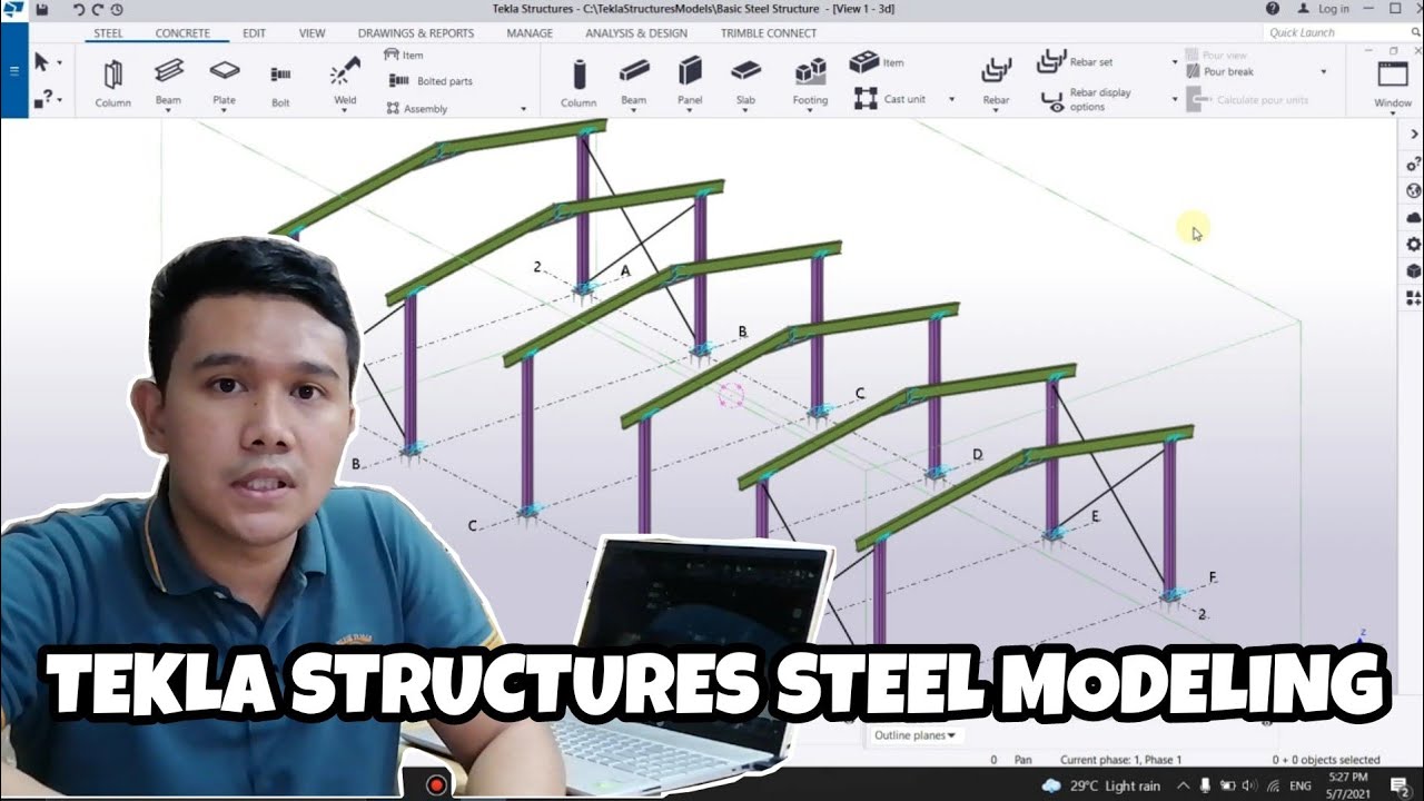 Tekla Structures Steel Modeling Tutorial (Bahasa Melayu) - YouTube