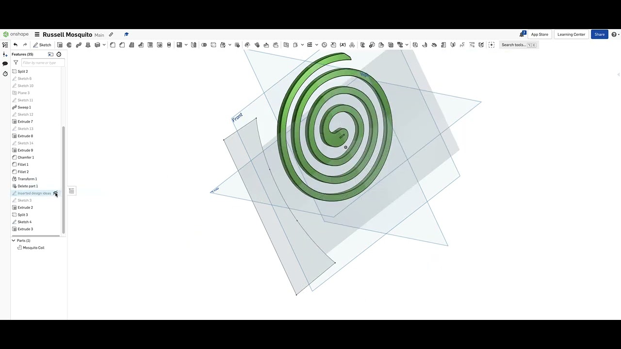 Onshape - Mosquito Coil Holder Step 5 onwards - YouTube