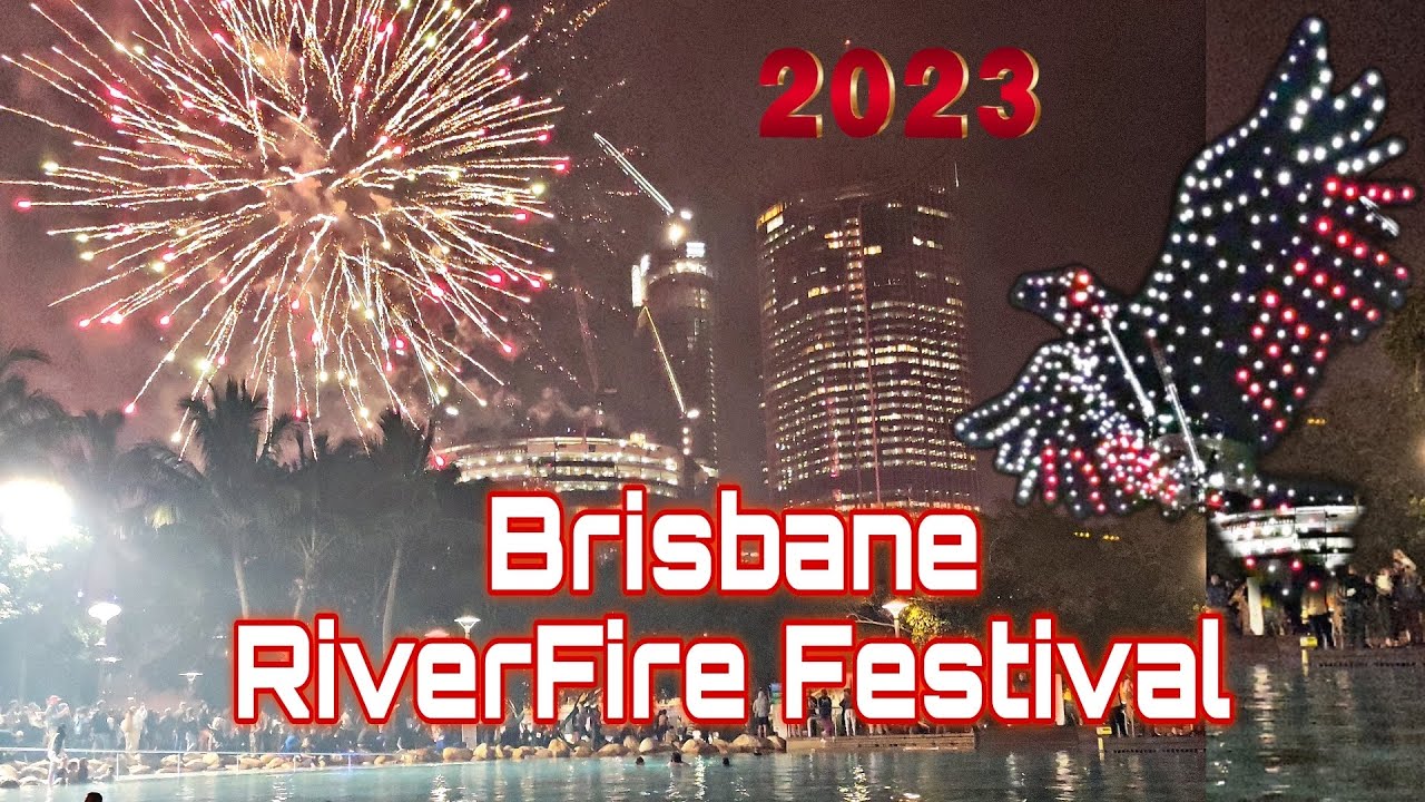 Brisbane lit up sky | Riverfire | Drone Show 2023 - YouTube