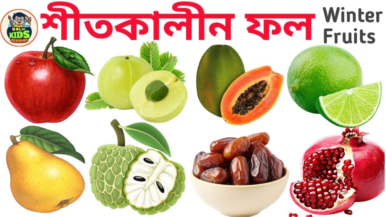 Winter Fruits Name for Kids। শীতকালীন ফলের নাম। Kids Learning Video ...