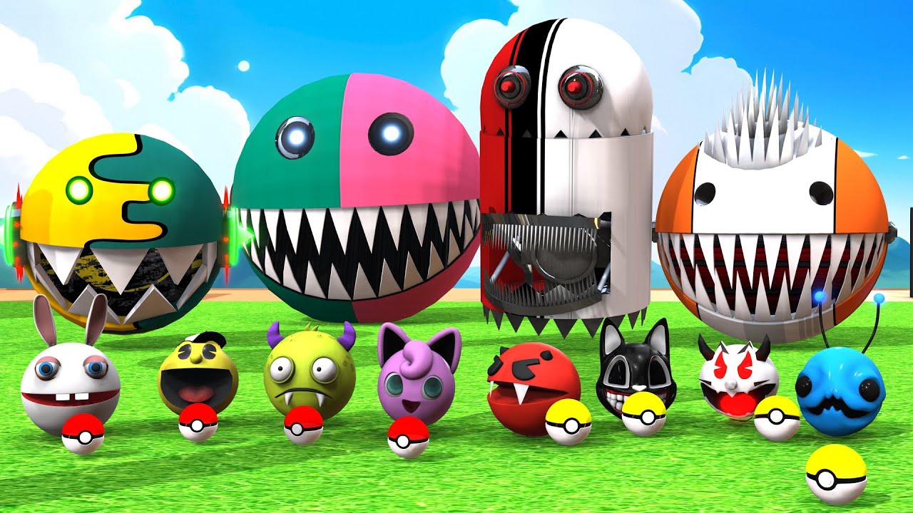 PACMAN VS ROBOT PACMAN WITH POKEMON BATTLE IN THE RING New adventures ...
