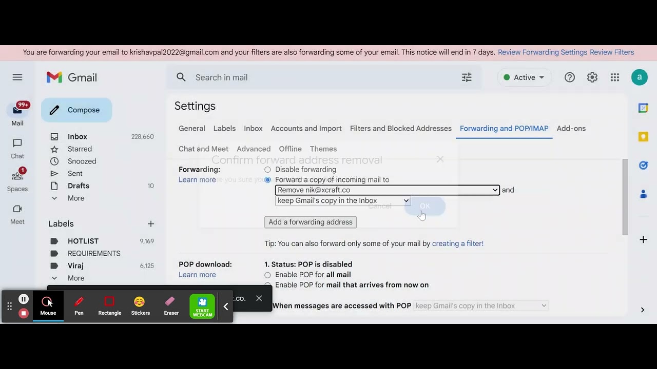 Part 4 How To Remove Forwarding Email Ids From Gmail Setting Youtube
