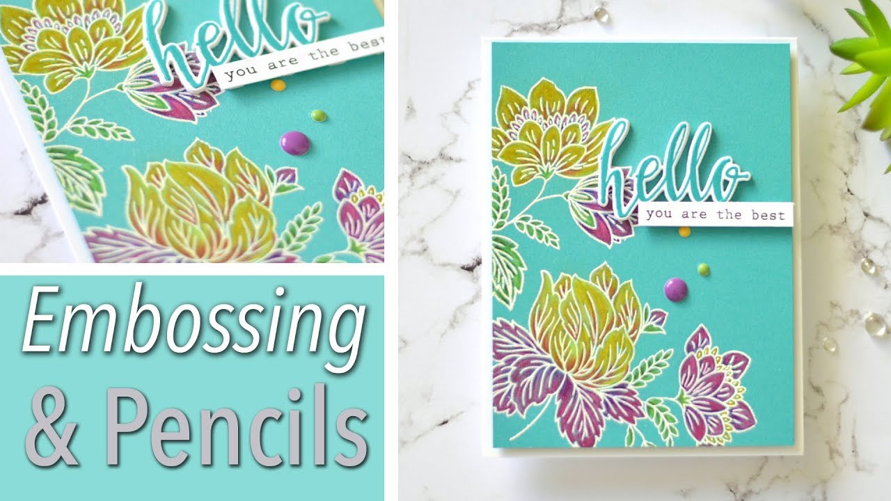 How to Colour A Beautiful Embossed Flower with Pencils! - YouTube