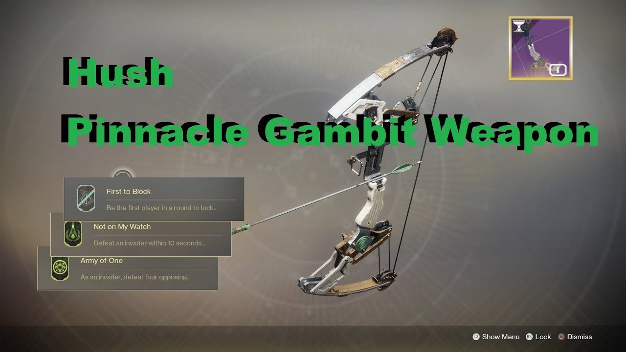 Destiny 2: Hush Gambit Pinnacle Weapon | How to get Gambit Medals - YouTube